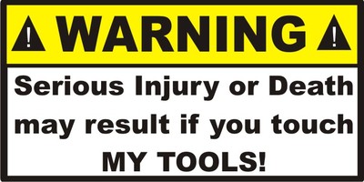 Toolbox Warning sticker decal sign stocking stuffer garage tool funny ...