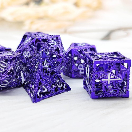 Dragon Pattern Hollow Metal Dice set With Box | for RPG DND Game ...