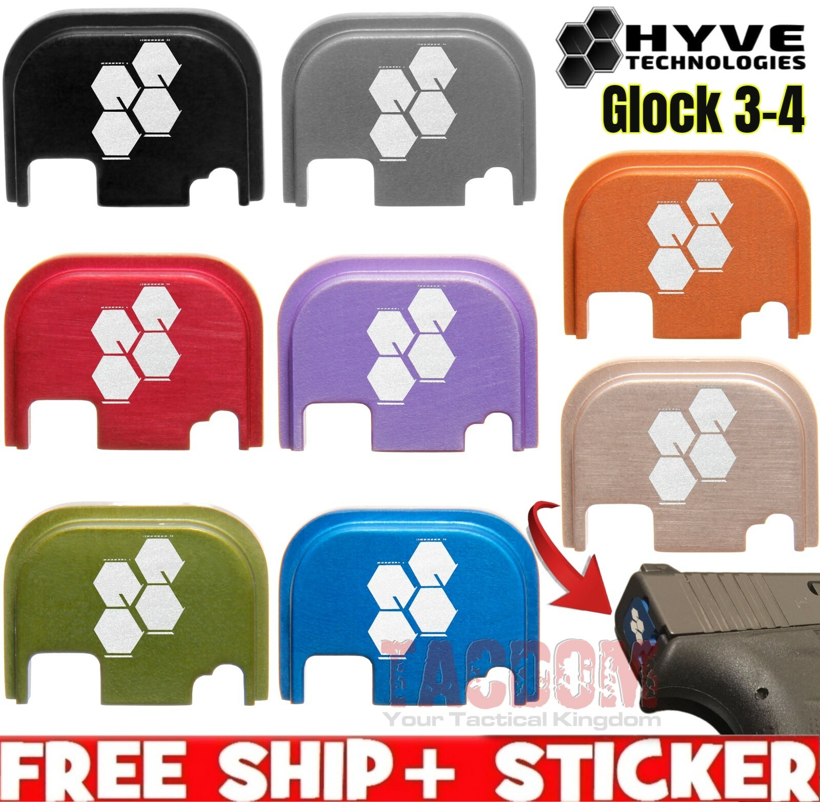 HYVE Technologies Billet Aluminum Slide End Plate for Glock GEN 3 4 ...