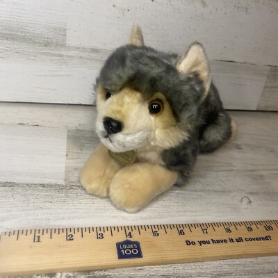Miyoni By Aurora Plush Wolf 17" Long Soft Stuffed Animal Toy Gray/Cream ...