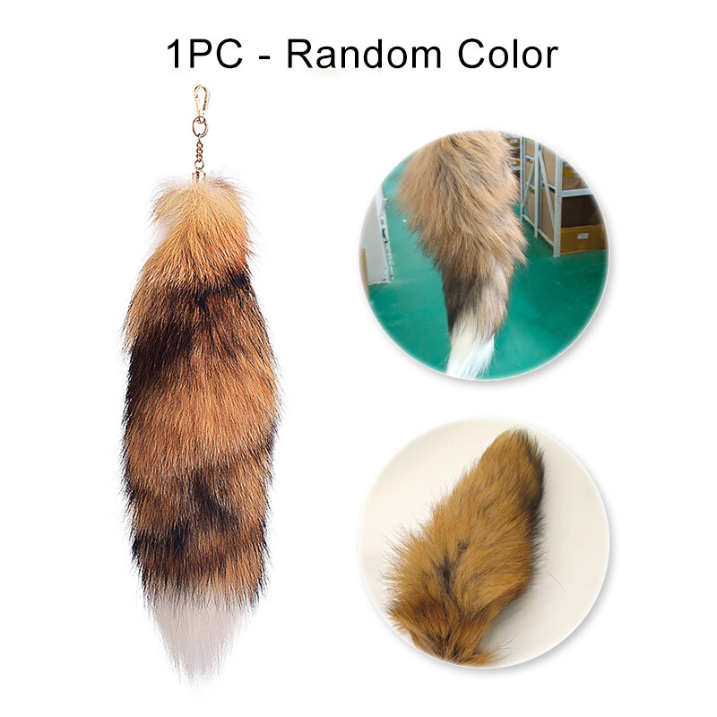 40cm Fox Tail Keychain Faux Fur Keyring Tassel Key Ring Chain Bag ...