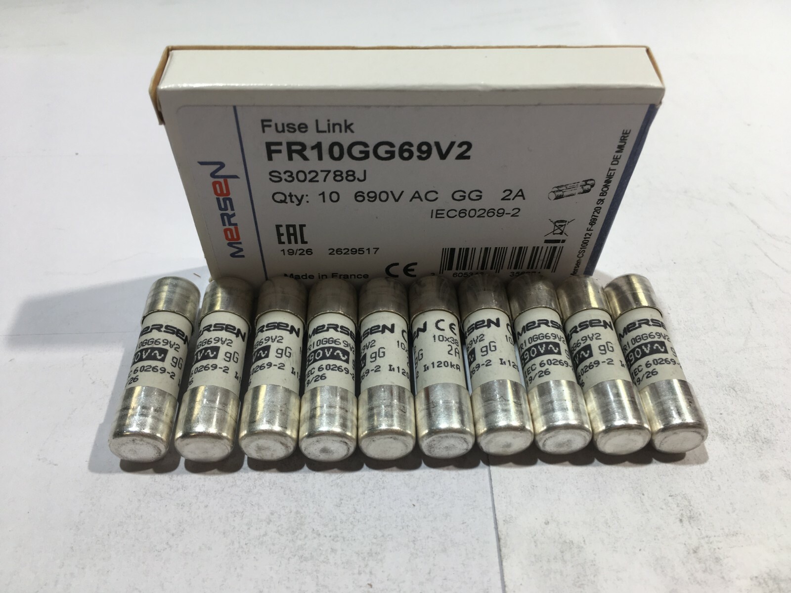 FERRAZ SHAWMUT MERSEN FR10GG69V2 2A 690V Fuse JPSF564 Pack of 1/5/10 ...