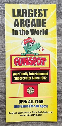 Funspot Pamphlet Largest Arcade In The World Laconia New Hampshire NH ...