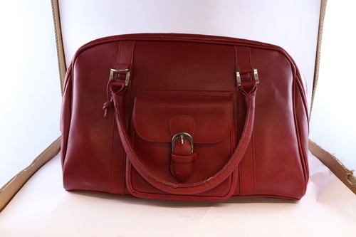 Women's LUCA BOCELLI Red Zip Up Weekend Tote Bag 100% Leather CG ZZ2 ...