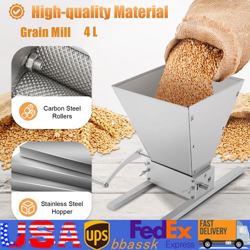 Grain Crusher Malt Mill Malt Crusher Brewer 2 Roller With Hopper Home Brew Mill | eBay