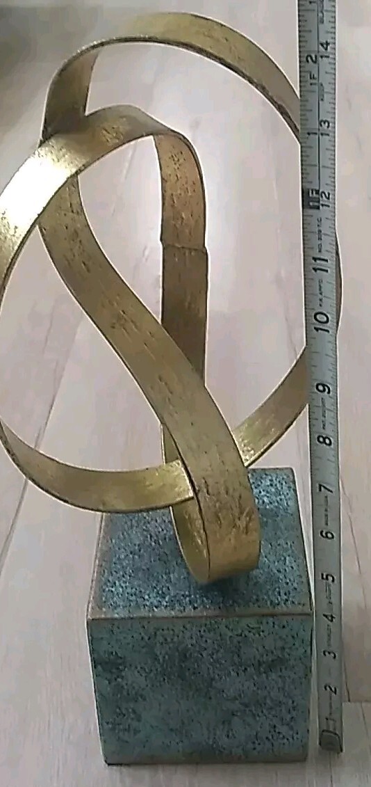 14" Mobius Strip Abstract Gold Metal Knot Art Sculpture Statue Modern ...