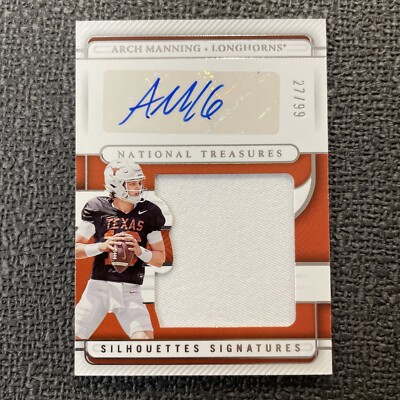2023 National Treasures Arch Manning Silhouettes Signatures RC Jersey ...