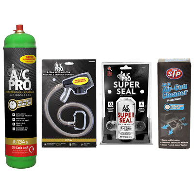 Car Air Con Bomb Top Up Kit charge Refill A/C With Gauge Super Seal STP ...