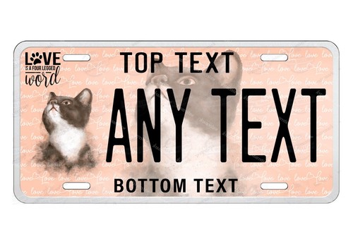 Any Text Cute Cat Pet Love Personalized License Plate Tag For Car ATV ...