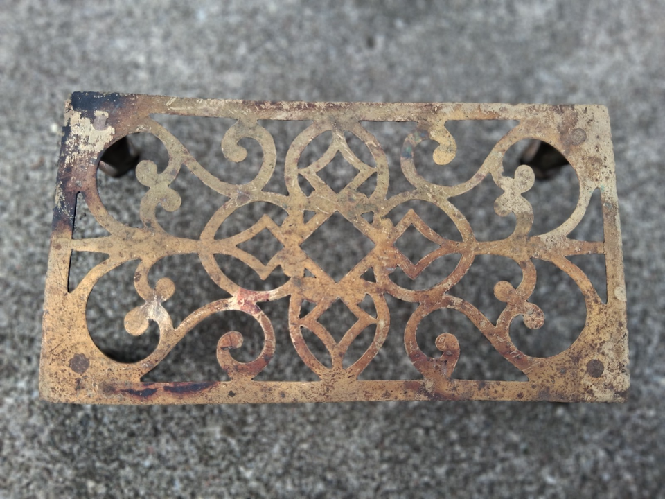 Antique Brass & Iron Fireplace Hearth , Pot Trivet Bird Claw Feet ...