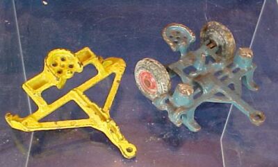 2 Antique Arcade Cast Iron Toys Corn Planter Blue Yellow Paint | eBay
