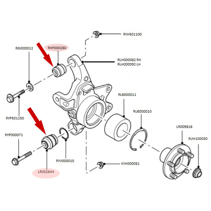 LAND ROVER RANGE ROVER L322 2003-2012 REAR LOWER & UPPER KNUCKLE BUSH ...