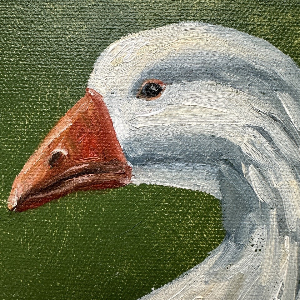Original Oil Painting White Goose Painting 6x6 | eBay