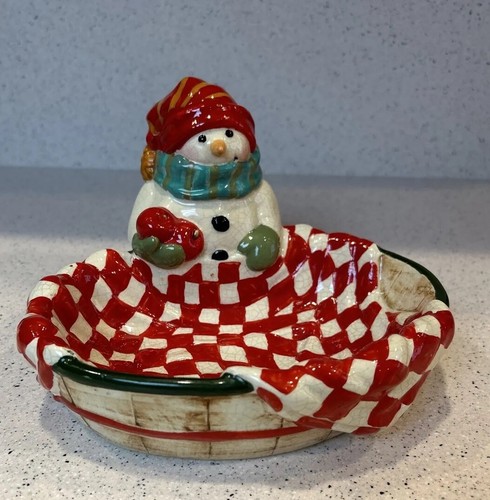 Vintage Hallmark Jan Karon Mitford Snowman Ceramic Snack Bowl | eBay