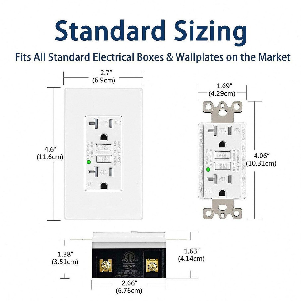 20 Amp GFCI Outlet Self-Test Tamper Resistant Outdoor GFI Receptacle ...