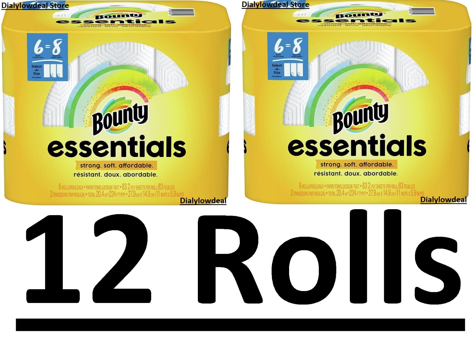 Bounty Essentials Select-A-Size Paper Towels, CHOOSE From 6 OR 12 Rolls ...
