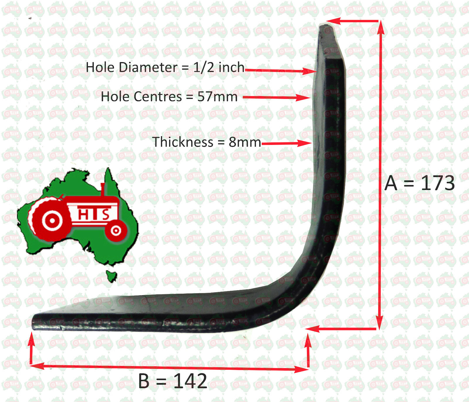 20x RH Rotary Hoe STD Blade Fits for Howard Speed 173mm 142mm Hole ...