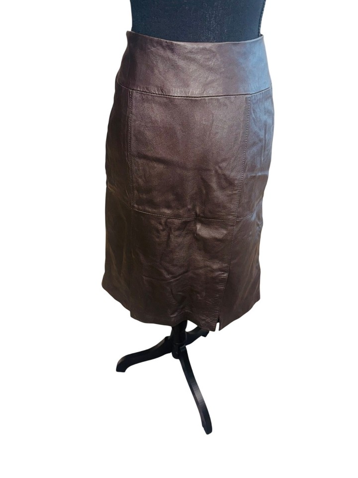 Sexy Black Leather A-Line Skirt Glam City Careerwear Jaclyn Smith L ...