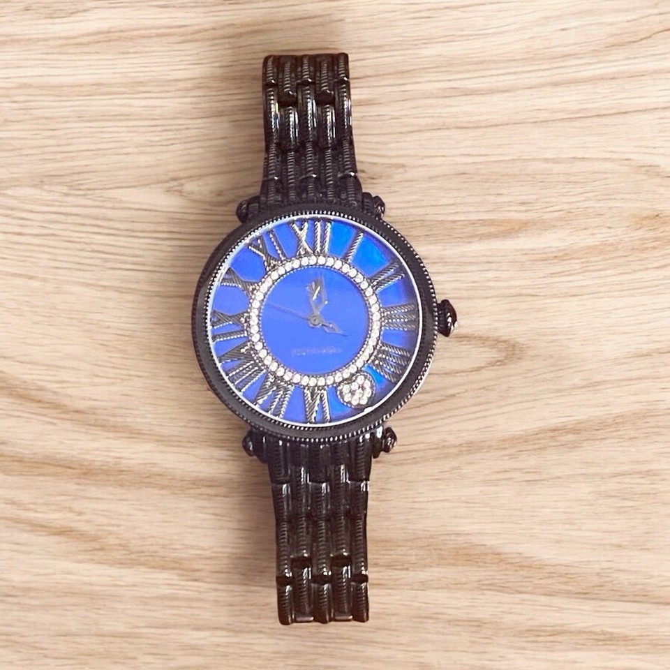 Judith Ripka Blue Mother of Pearl London Watch Black Stainless Steel | eBay