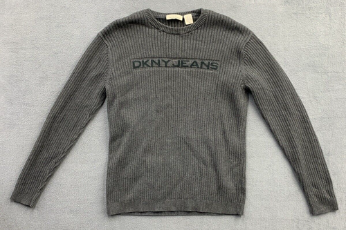DKNY Jean Ribbed Long Sleeve Sweater Men's Size Large Gray Crew Neck ...