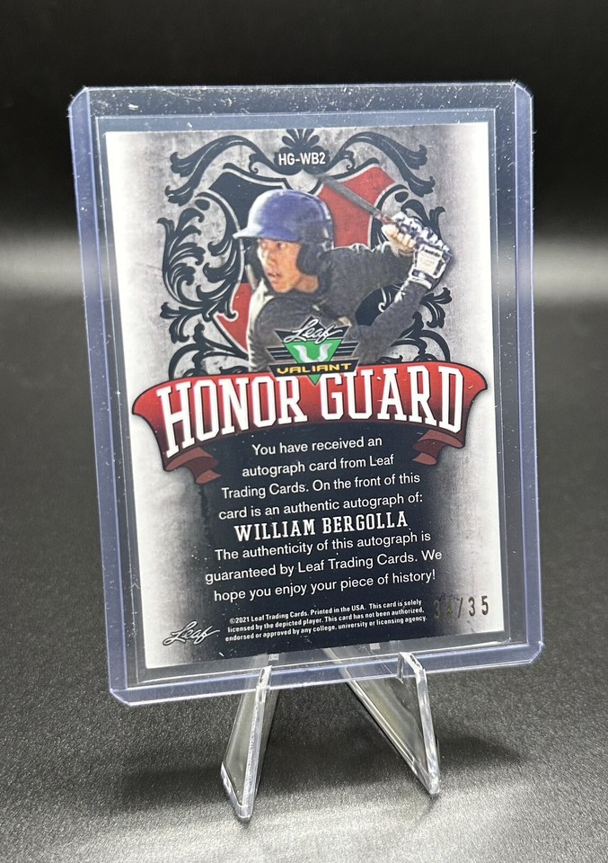 2021 Leaf Valiant William Bergolla Honor Guard Blue Auto /35 Phillies ...
