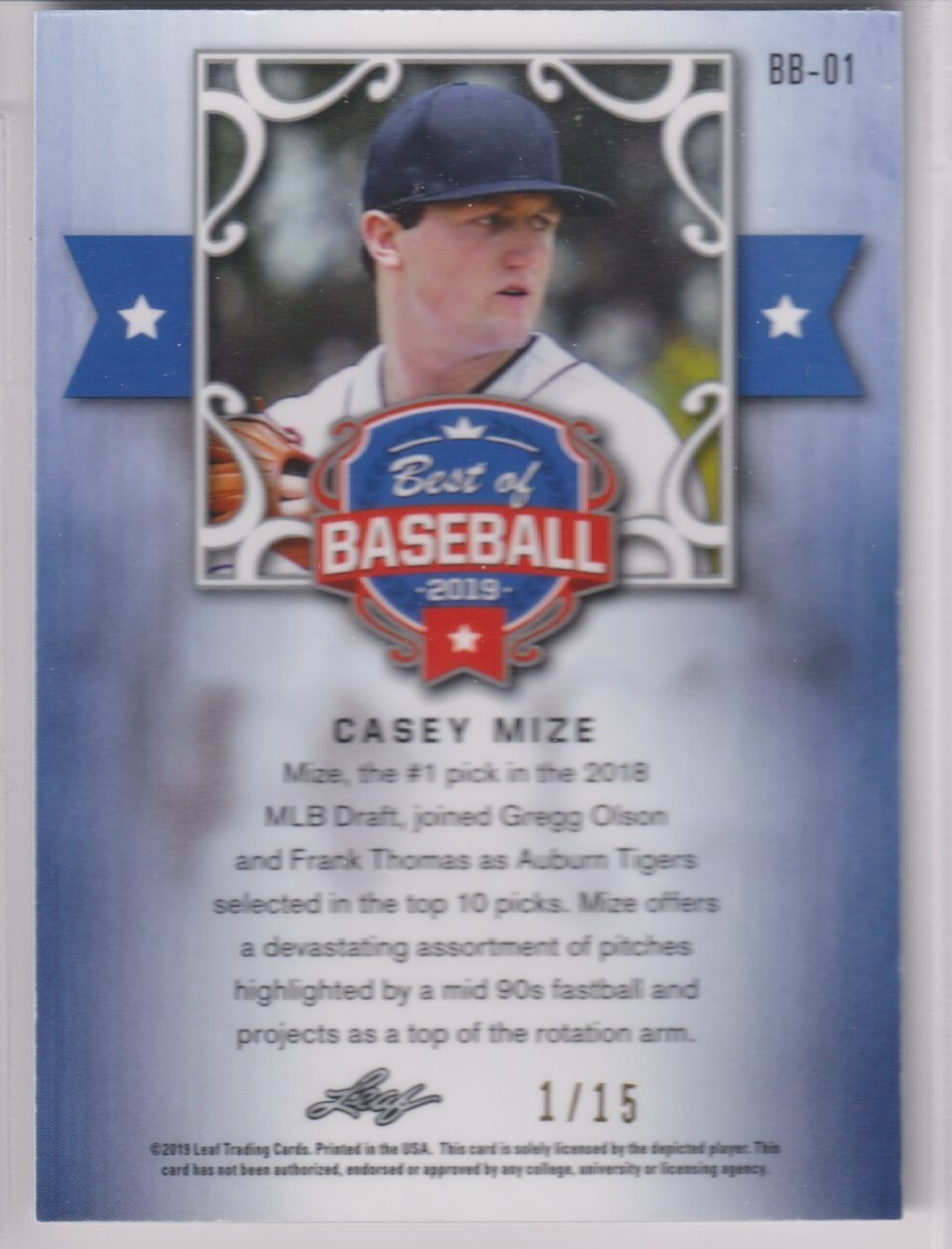 2019 Leaf Best of Baseball - Black #BB-01 Casey Mize /15 (RC) for sale ...