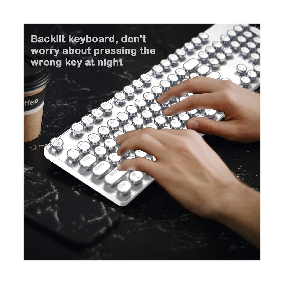 Retro Vintage 104- Key Hot-Swappable Mechanical Wireless Keyboard with ...