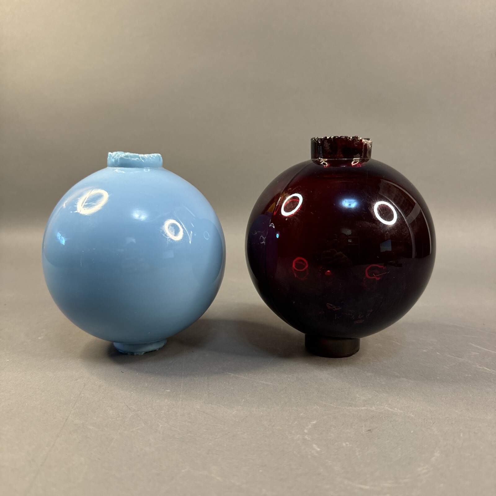 Antique Blue Milk Glass And Ruby Red Lightning Rod Balls Weathervane ...