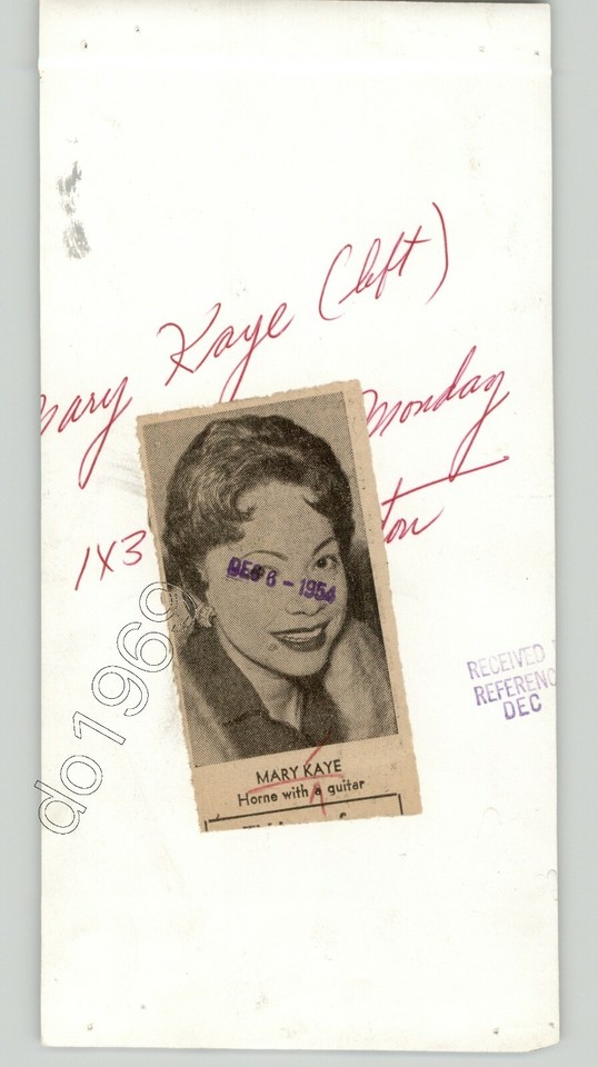 Musician MARY KAYE Poses W/ Guitar, Promotional Portrait, Vtg. 1954 ...