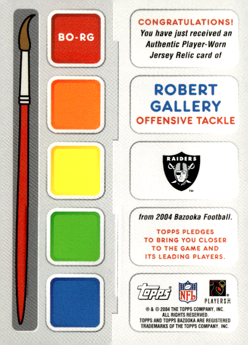 2004 Bazooka #BO-RG Robert Gallery Originals Jerseys | eBay