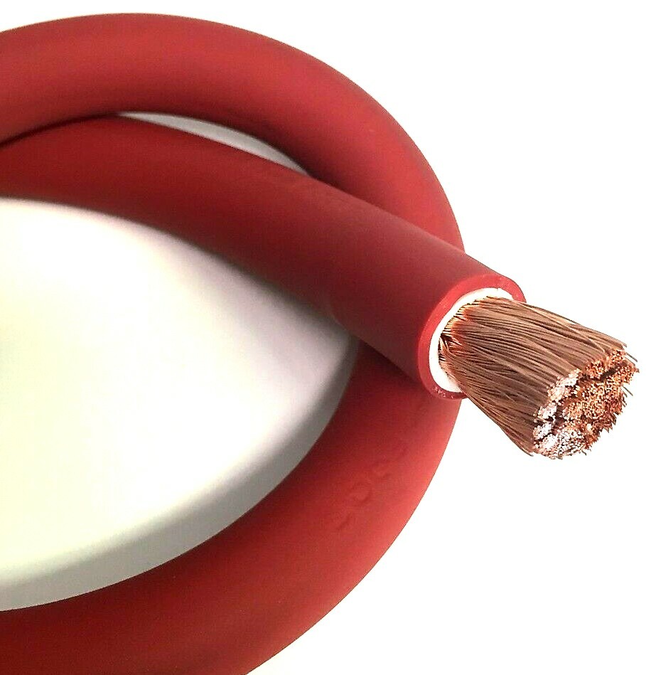 2/0 AWG 00 Gauge Battery Cable Red By the Foot OFC Copper Power Wire ...