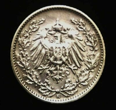 Historical Antique - German Half Mark SILVER Coin - More than 100 Years ...