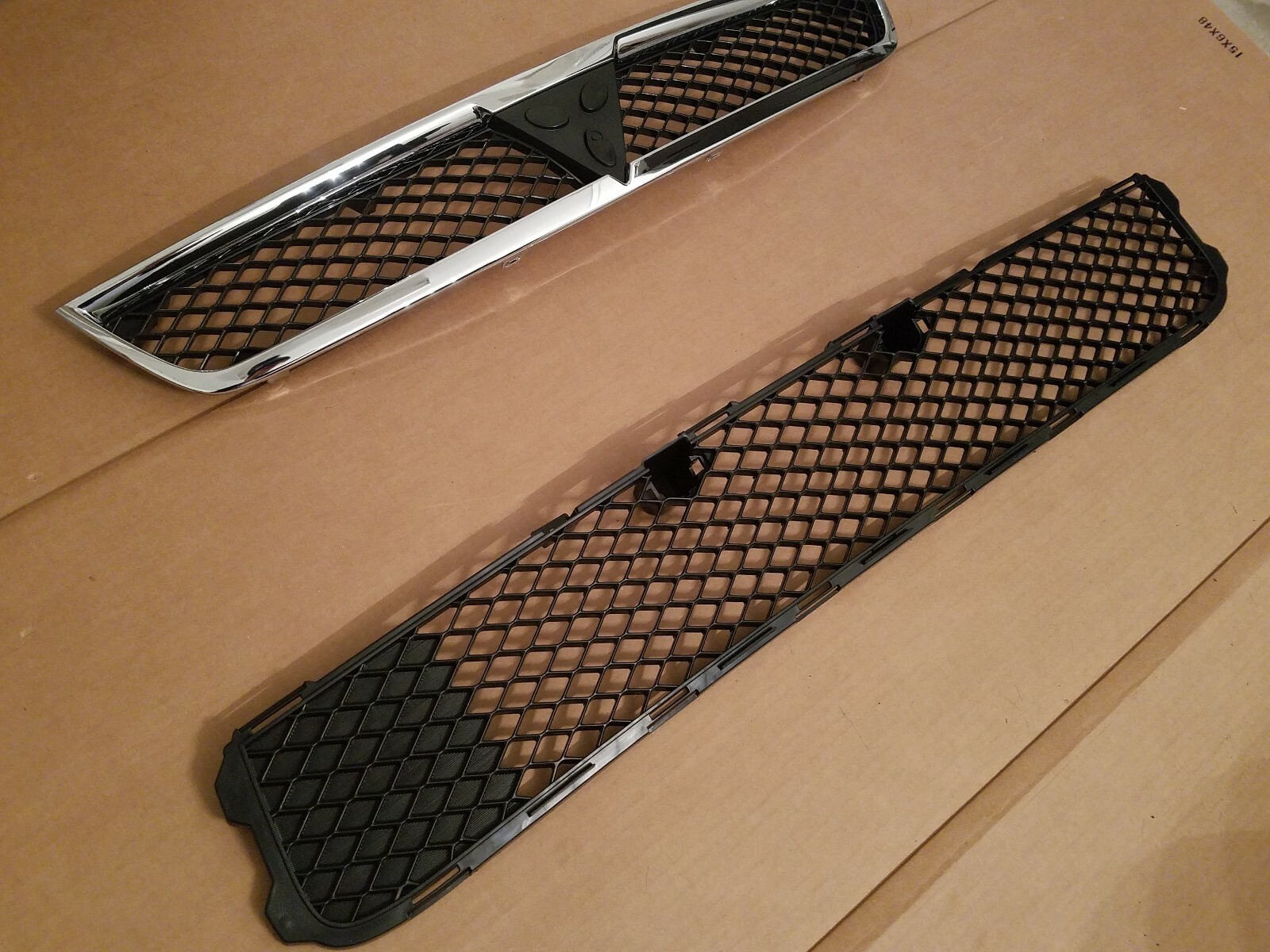 2PC Set 2008-2015 LANCER Front Bumper Upper Lower Grille Chrome Black ...