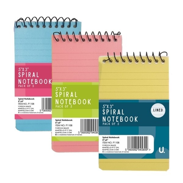 SPIRAL NOTEBOOK A6 A7 LINED POCKET NOTEPAD JOTTA MINI MULTICOLOURED ...