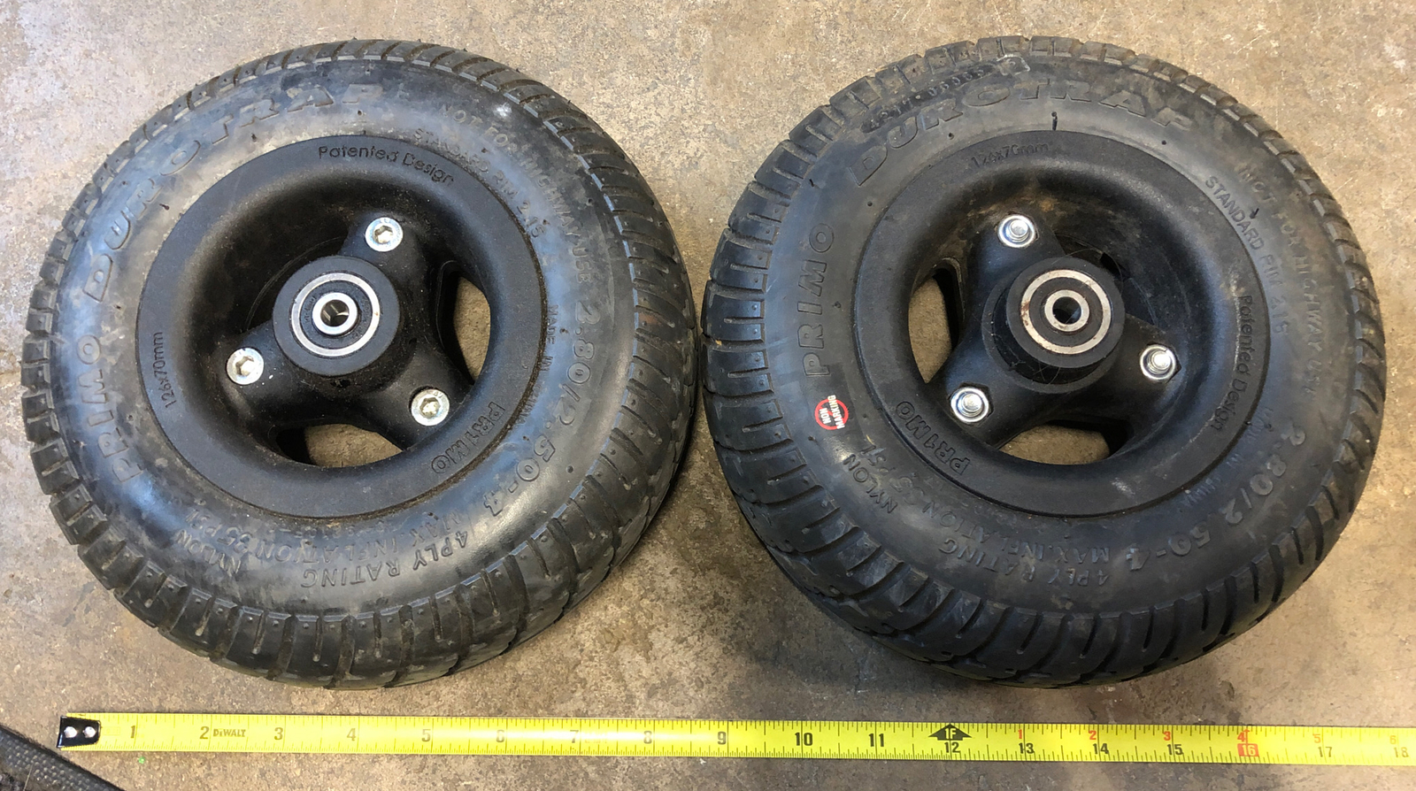 TWO 9" Flat-Free Caster Wheel for Quantum Rival primo Durotrap 2.80/2. ...