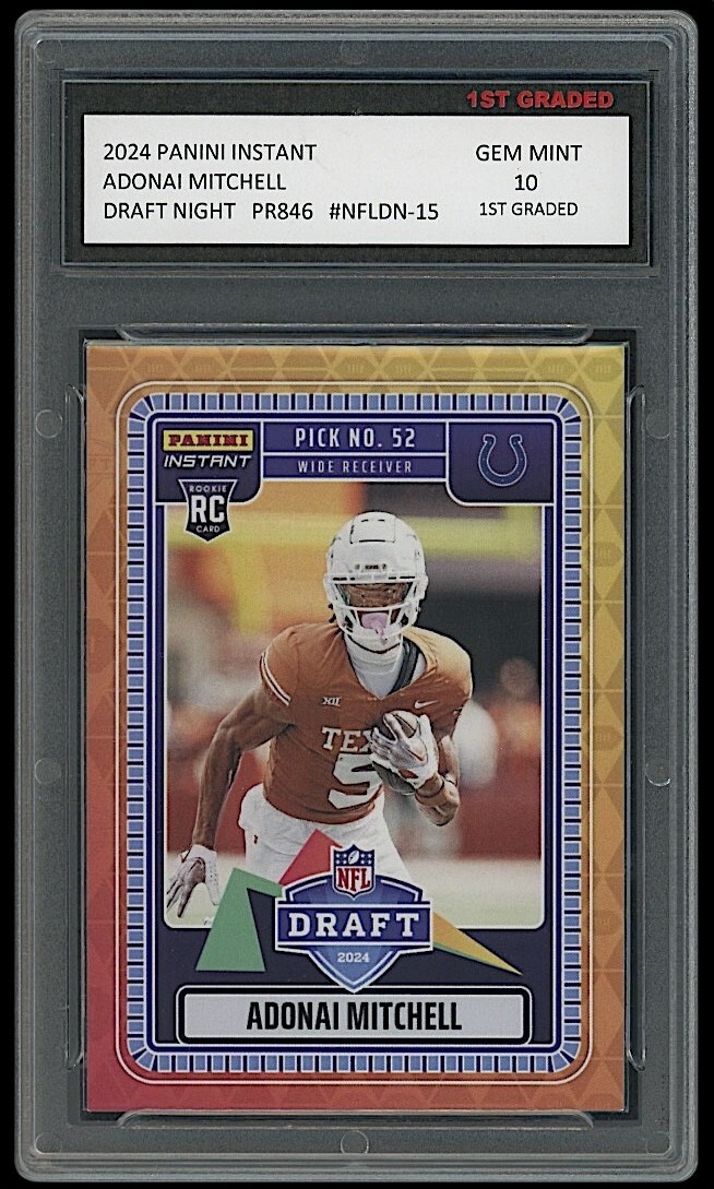 Adonai Mitchell 2024 Panini Instant Draft Night 1st Graded 10 NFL ...