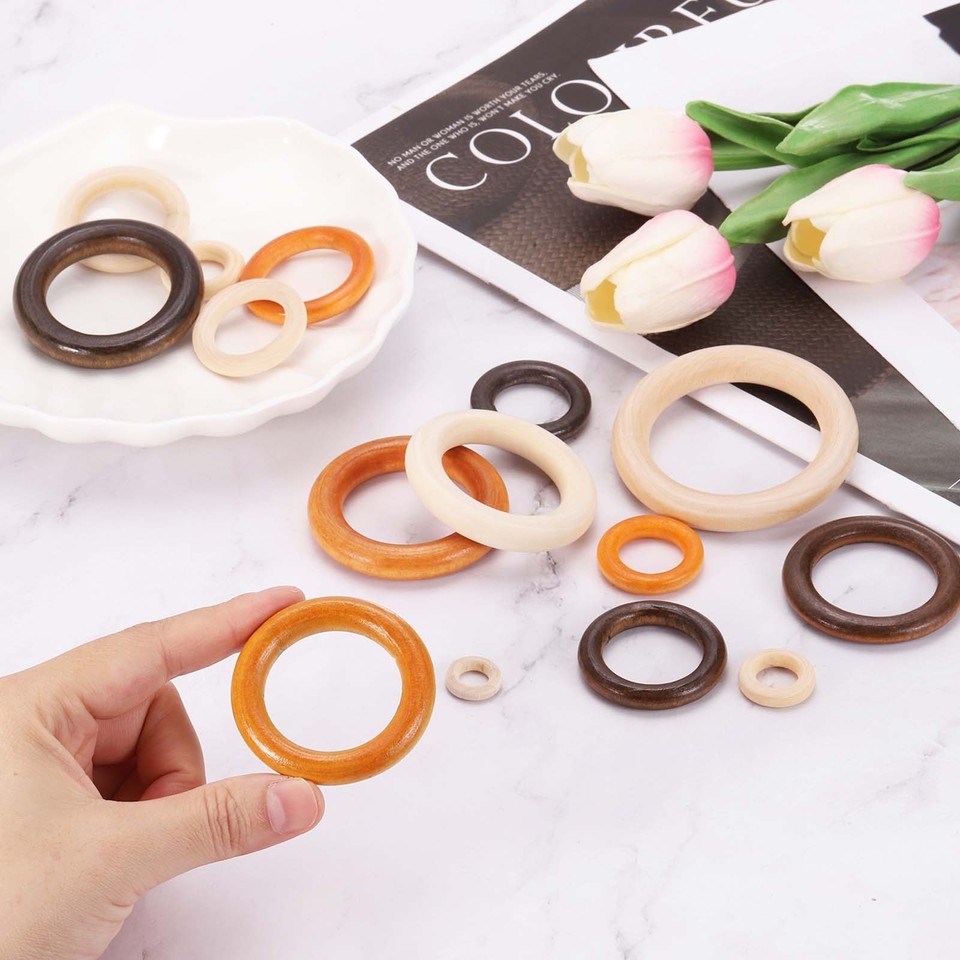 25mm Natural Wooden Rings, 30 Pack Wood Ring Round Linking Rings ...