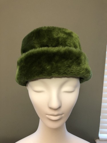 Vtg MCM Emerald Green Faux Fur Cossack Winter Hat Handmade Medium Women ...