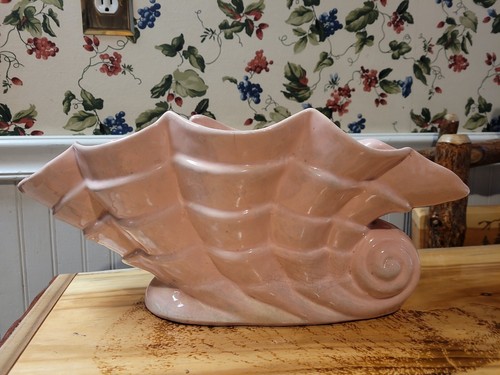 VGT Pink Ceramic Seashell Beach Cornucopia USA Pottery Planter Bowl ...