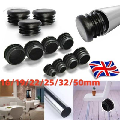 Round Plastic Tube End Caps Insert Bungs Blanking Plugs Stoppers Chair ...