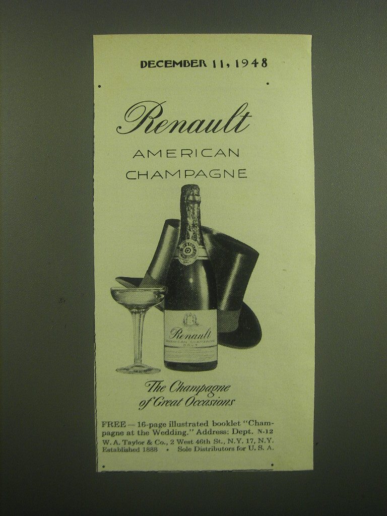 1948 Renault Champagne Advertisement - Renault American Champagne | eBay