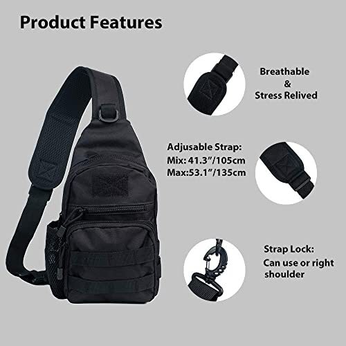 Armiya Men's Tactical Sling Bag, Small Shoulder Chest Molle Daypack ...