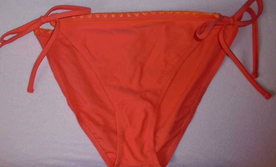 Figleaves Rene Bikini Briefs coral pink string side ties size 10 New ...