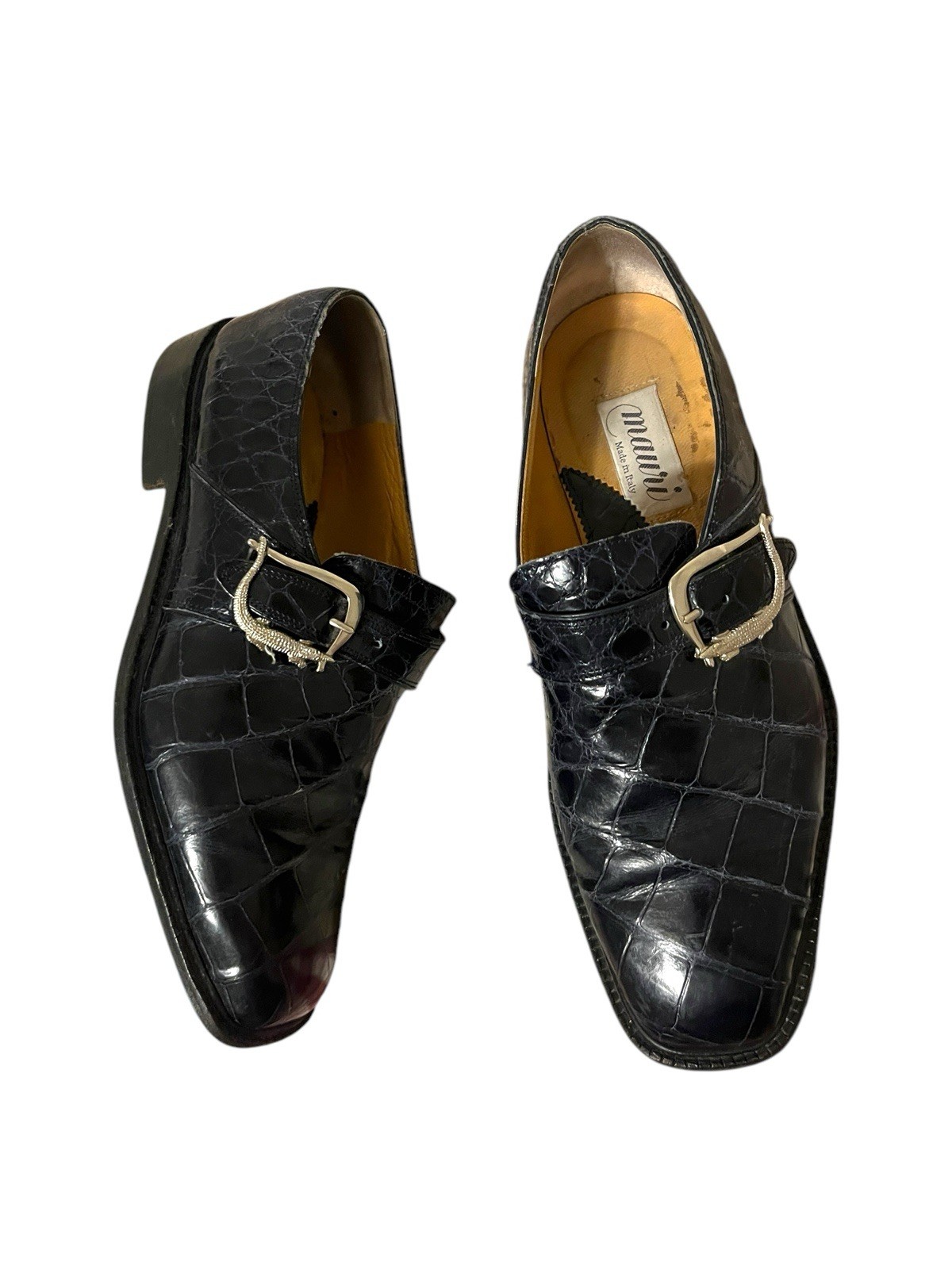 MAURI Alligator BLUE Oxford Monk Strap Alligator Buck… - Gem
