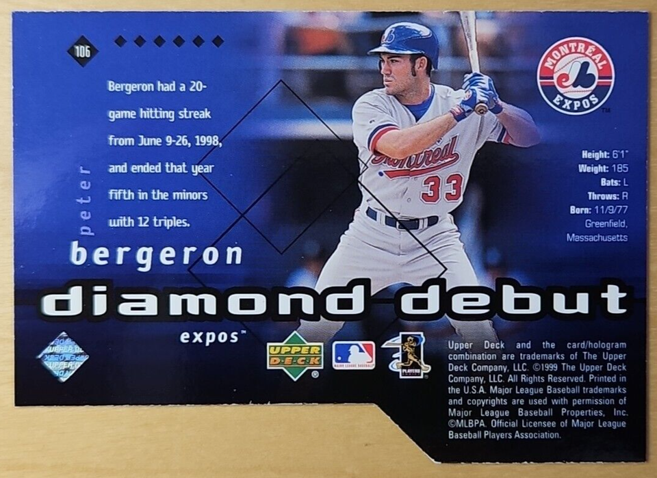 2000 Upper Deck Black Diamond Peter Bergeron #106 Montreal Expos ...