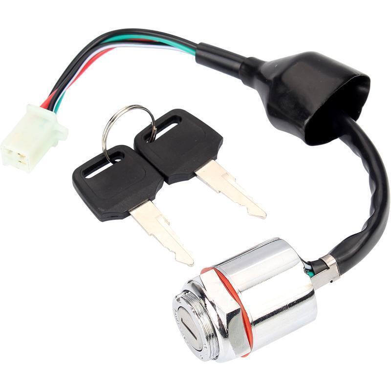 4 Wire 4 Pin Key Ignition Starter Switch w/2 Keys On-Off Key Cylinder ...