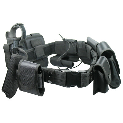 Black Tactical Nylon police Security Guard Duty Belt Utility Kit System ...
