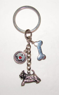 Scottie Key Ring Chain Purse Charm I Love My Dog Enamel Bone Charm ...