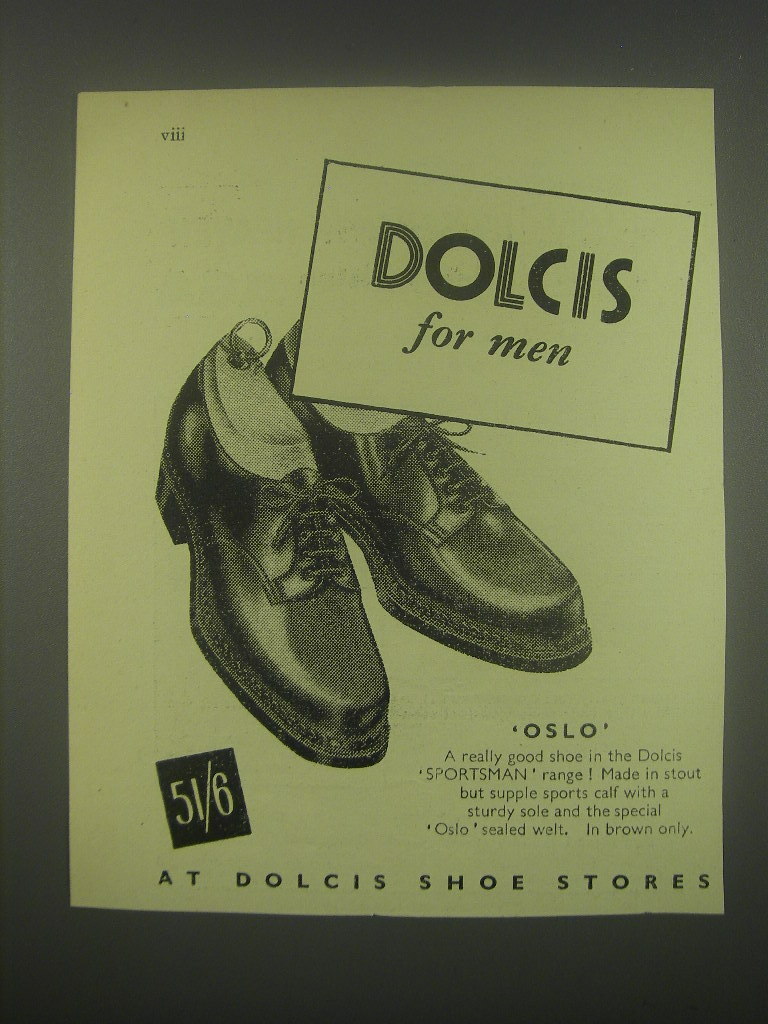 1949 Dolcis Oslo Shoes Ad - Dolcis for Men | eBay