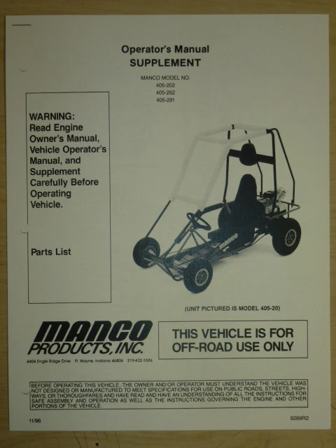 Manco Go Kart Parts